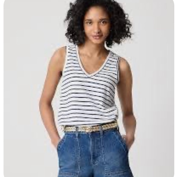 J. Crew | Tops | J Crew Black And White Striped Tank Top | Poshmark